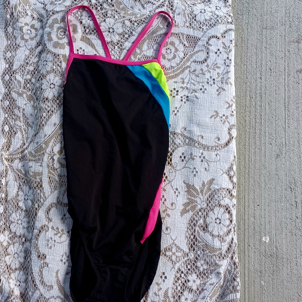 Speedo Black & Neon One Piece Swimsuit - Gem